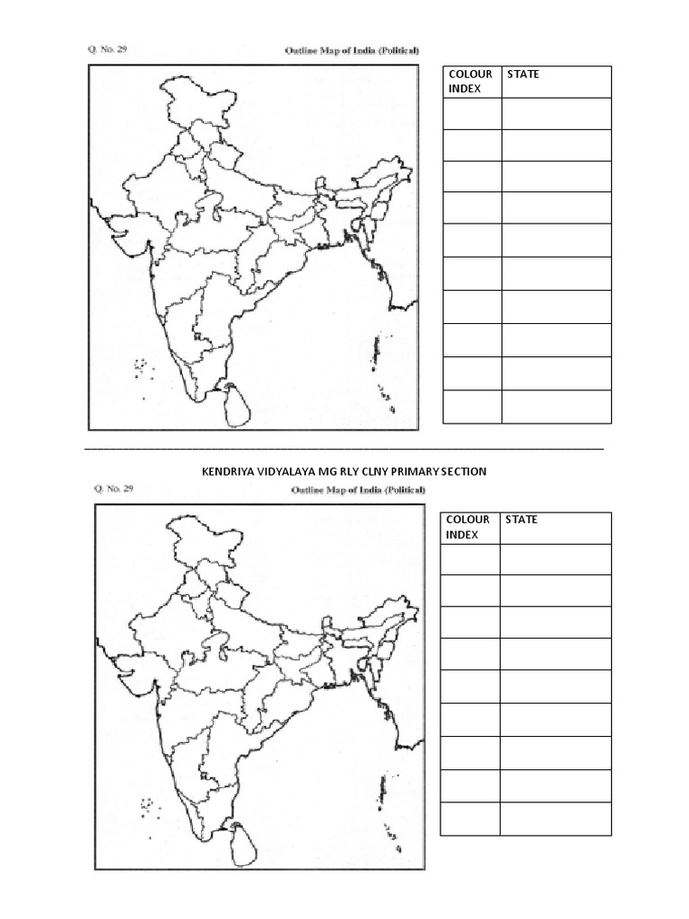CBSE Class 2 EVS Practice Worksheets (25) Outline Map of India | PDF