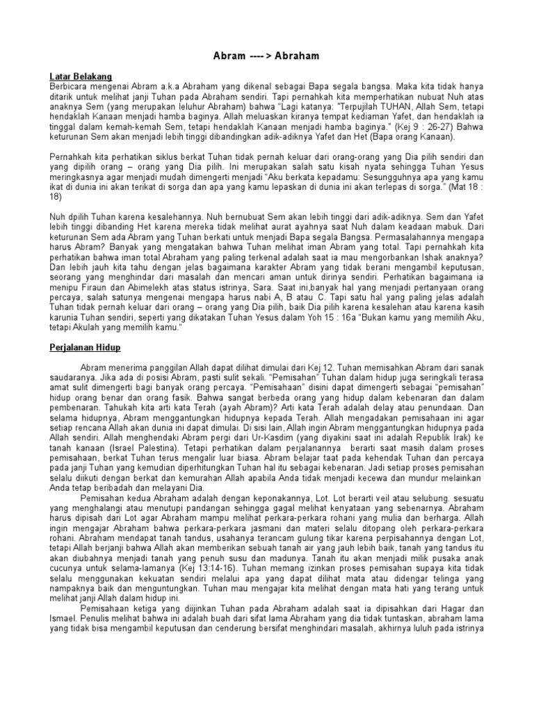 Abram: Proses Pemisahan dan Janji Tuhan | PDF