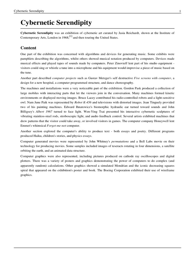 Cybernetic Serendipity | PDF | Computing | Computer Science