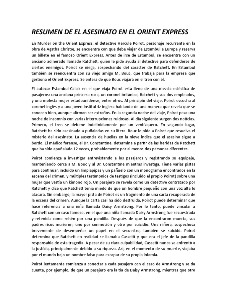 Resumen de El Asesinato en El Orient Express | PDF