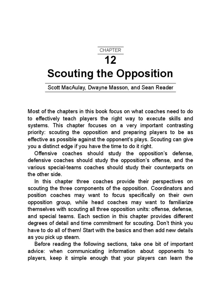 Coaching Canadian Football Scouting Opponent | PDF