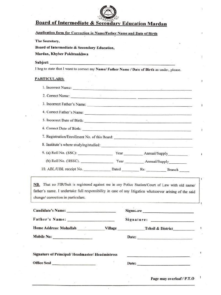 Correction Form | PDF