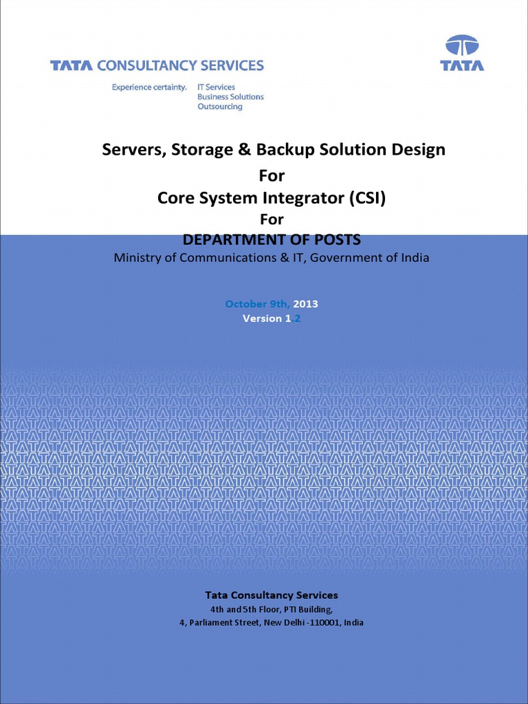 DOP CSI Servers Storage Backup Solution Design V 1.2 | PDF | Backup ...