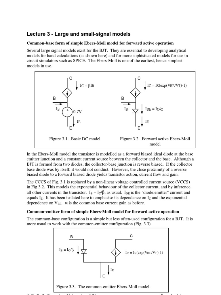 Lecture 3 - Large and Small-Signal Models: Common-Base Form of Simple ...