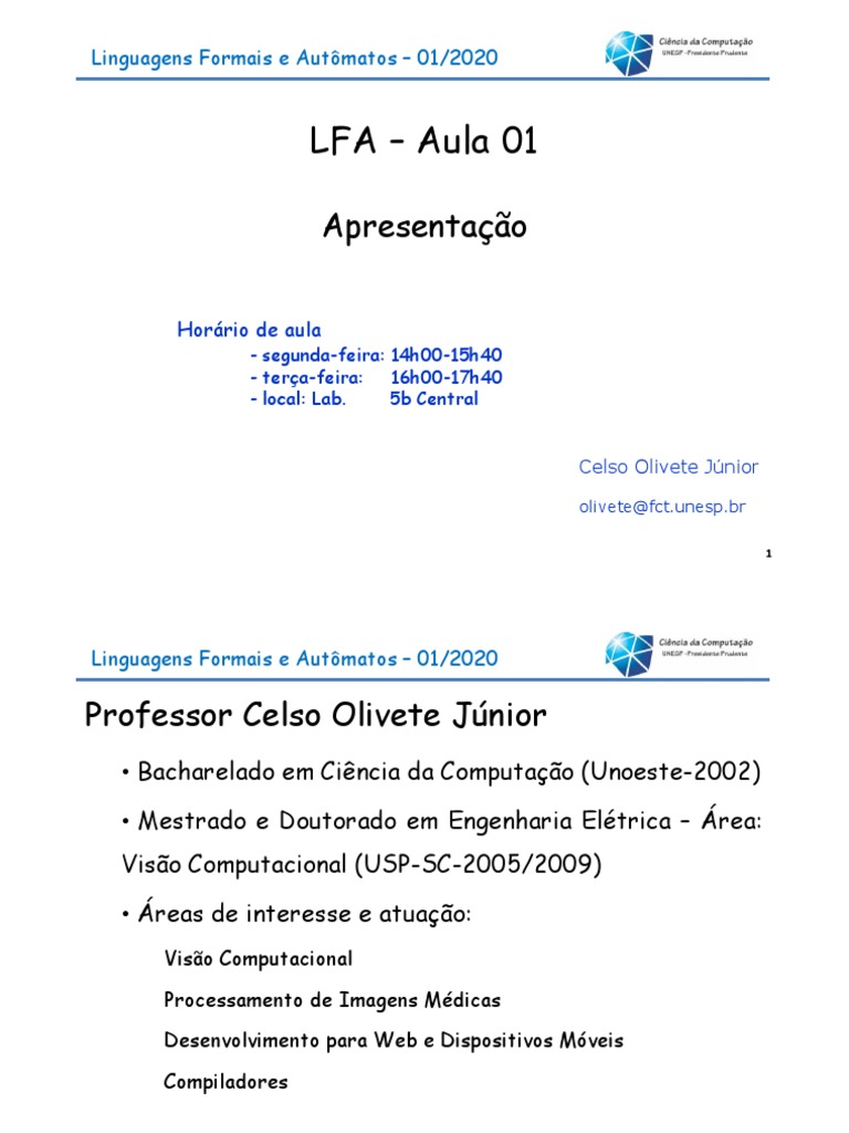 Aula 01 | PDF | Formalismo (dedutivo) | Informática