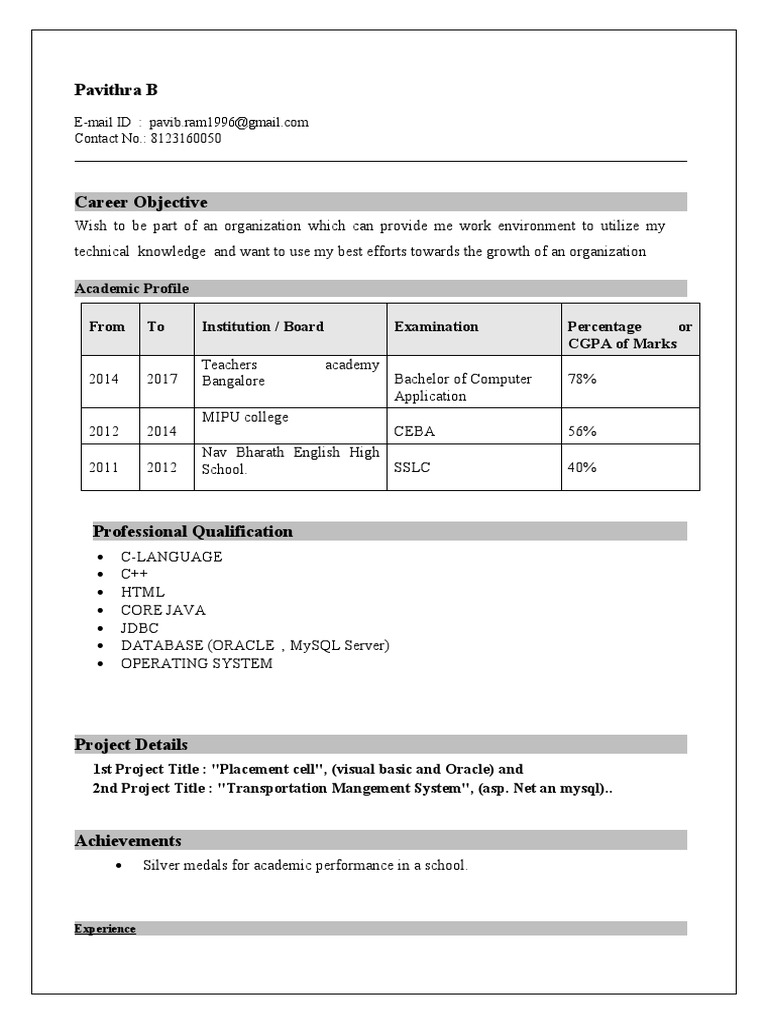Pavithra Resume 20 | PDF | Career & Growth