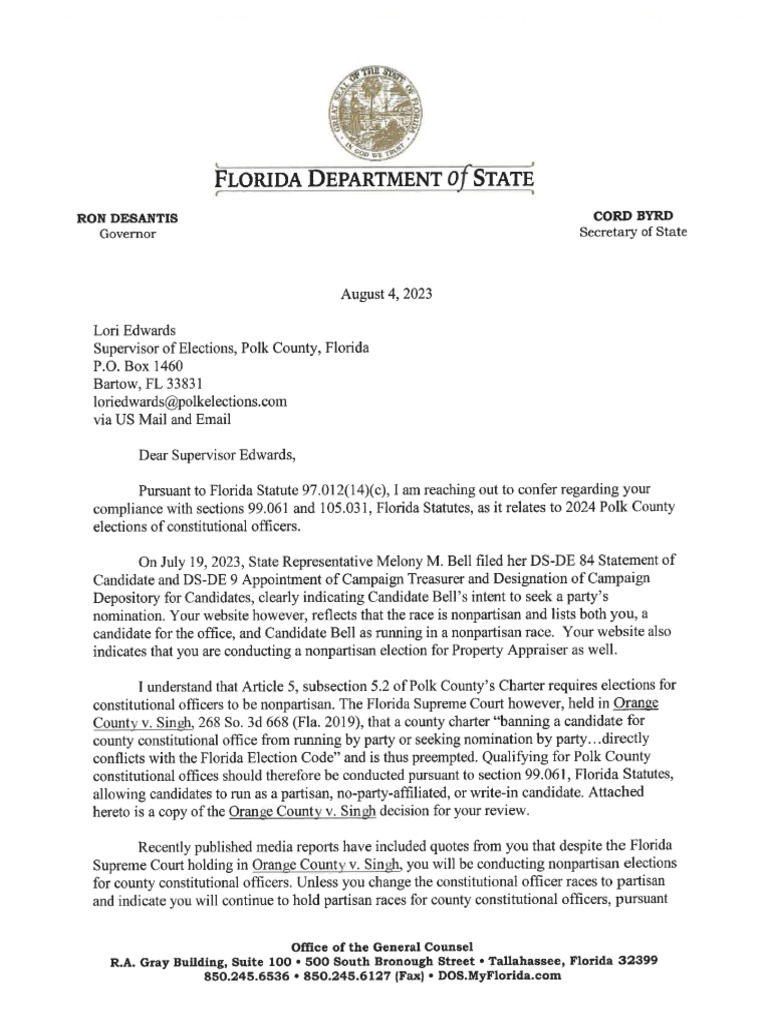 Letter To SOE Lori Edwards.8.4.2023 | PDF