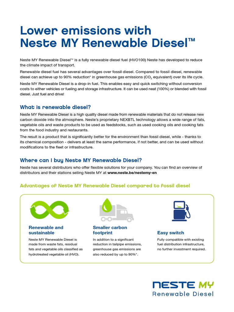 Neste Renewable Diesel Factsheet | PDF