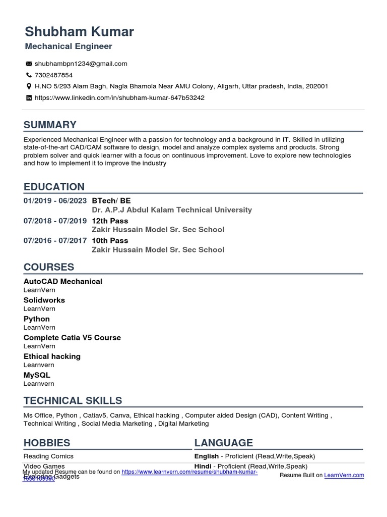 Mechanical Engineer with IT Skills | PDF | Career & Growth | Computers