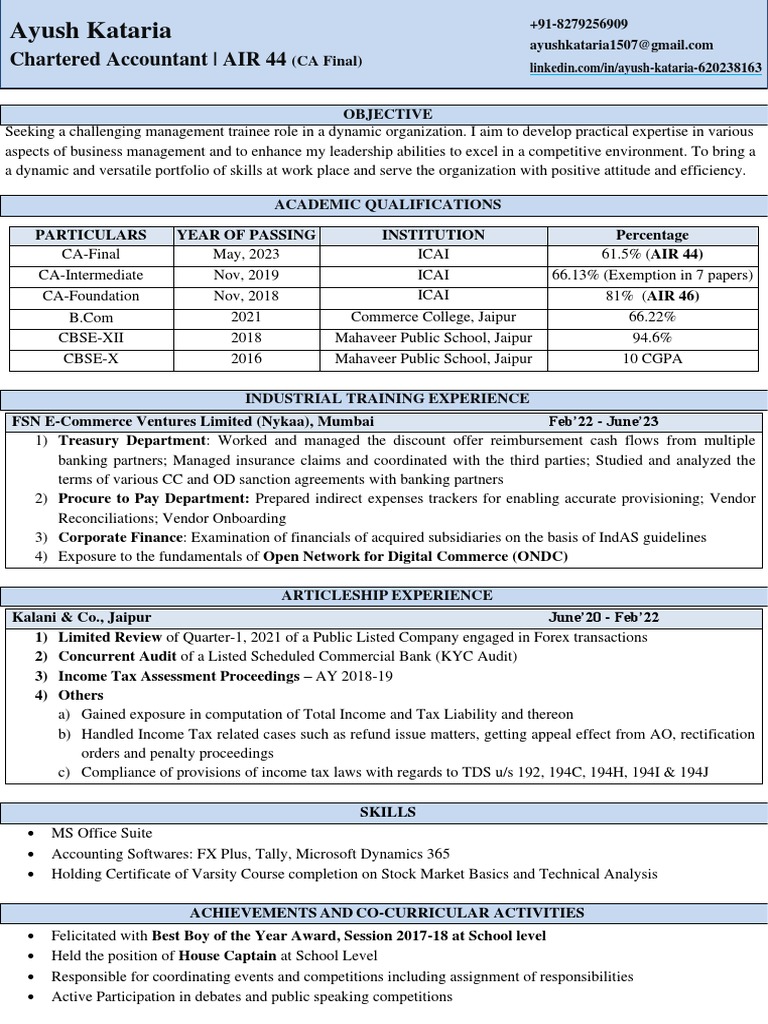 Resume - Ayush Kataria | PDF