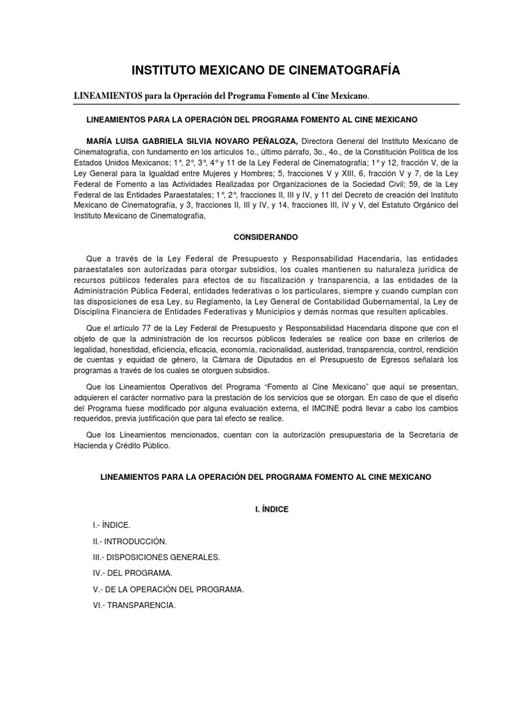Lineamientos de Operación Fomento Al Cine Mexicano | PDF | México Lineamientos de Operación Fomento Al Cine Mexicano | PDF | México