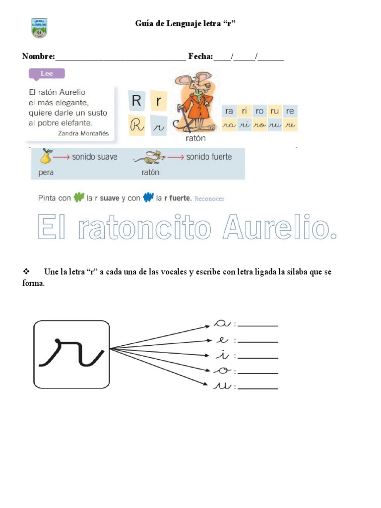Guía de Lenguaje Letra R | PDF | Artes del Lenguaje y Comunicación
