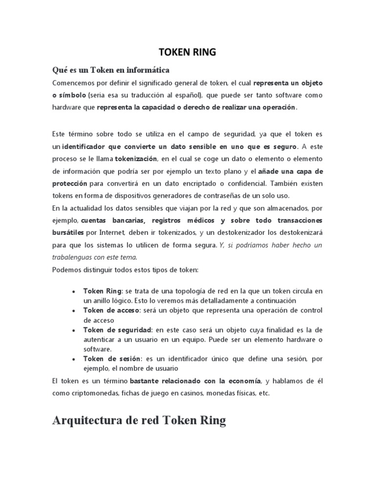 Token Ring | PDF | Red de computadoras | Ciencias de la Computación
