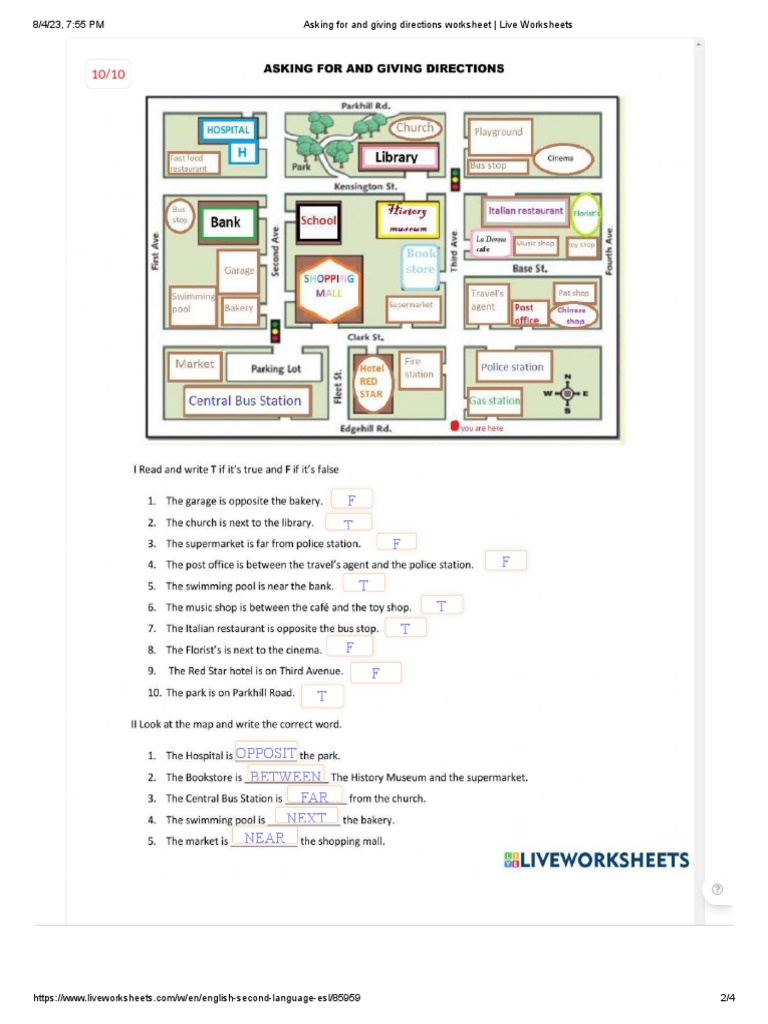 Asking For and Giving Directions Worksheet - Live Worksheets | PDF