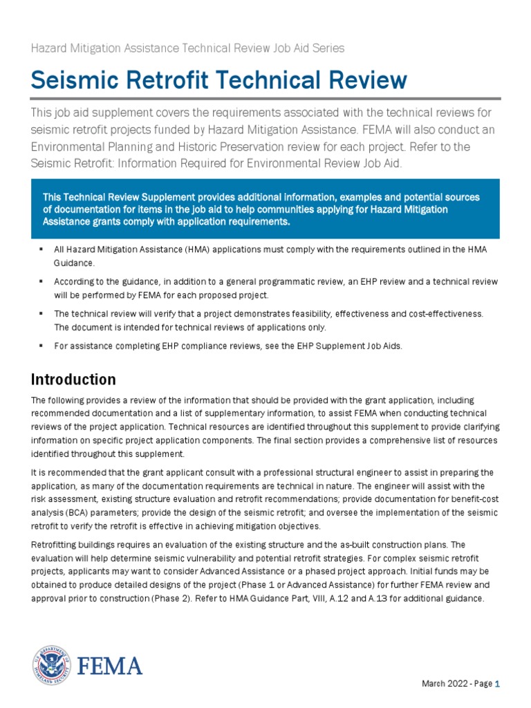 Fema Technical Job Aid Seismic Retrofit | PDF | Earthquakes | Cost ...