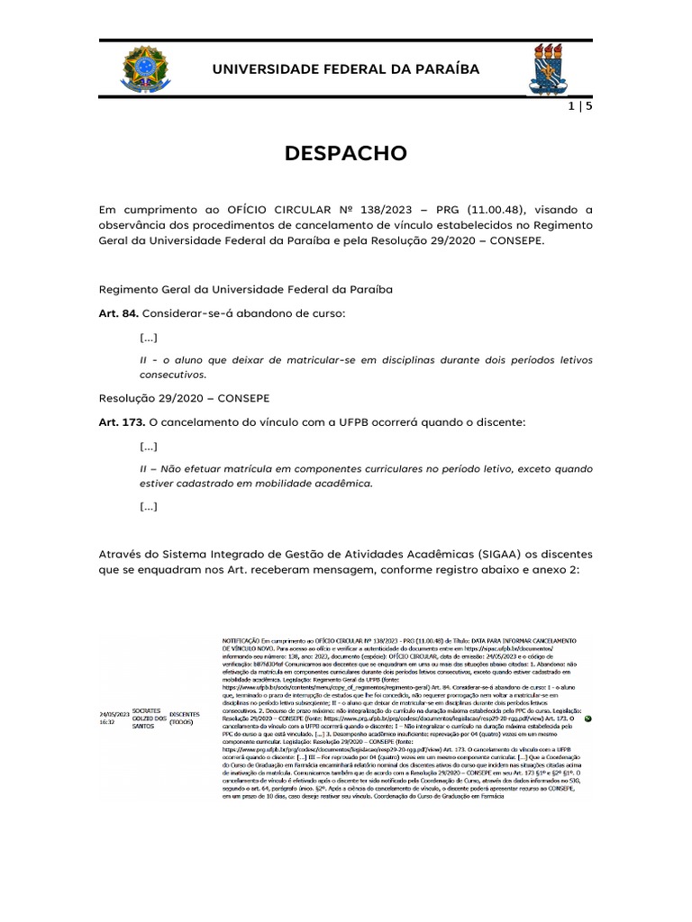 01 - Despacho Cancelamento | PDF