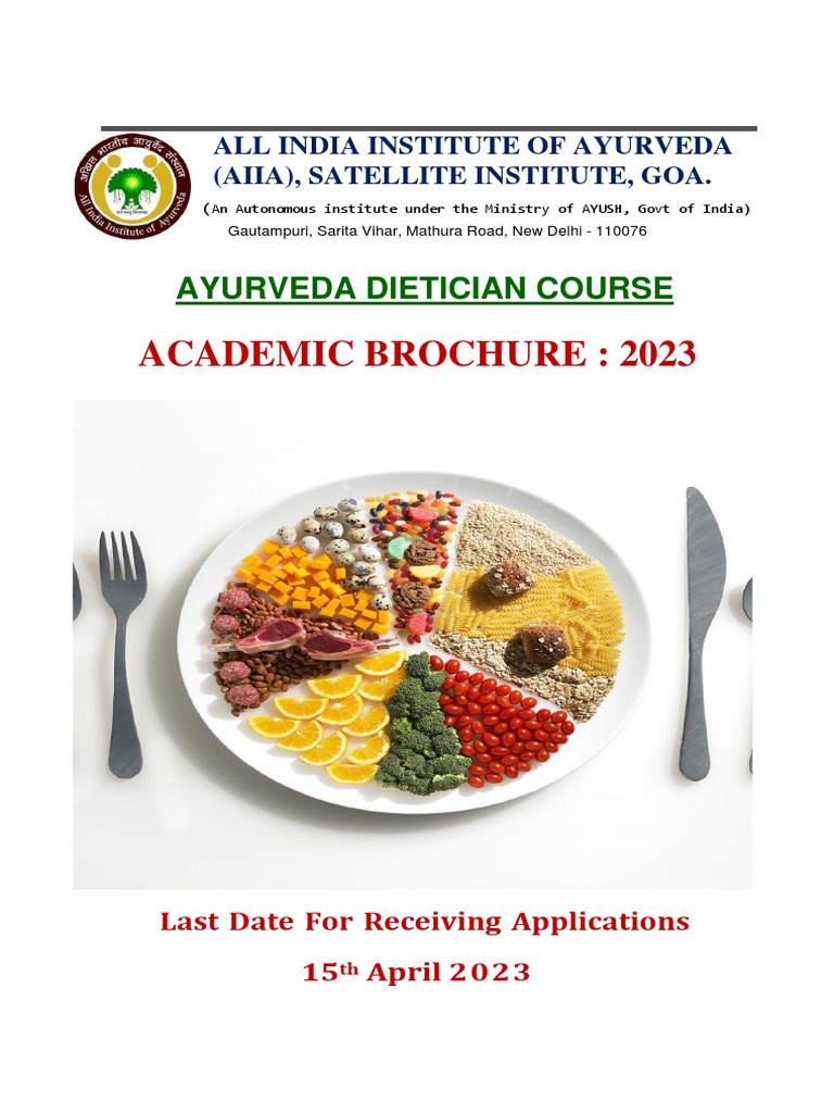 Ayurveda Dietician Course AIIA GOA Final Brouchure 2023 | PDF | Ayurveda | Dietitian