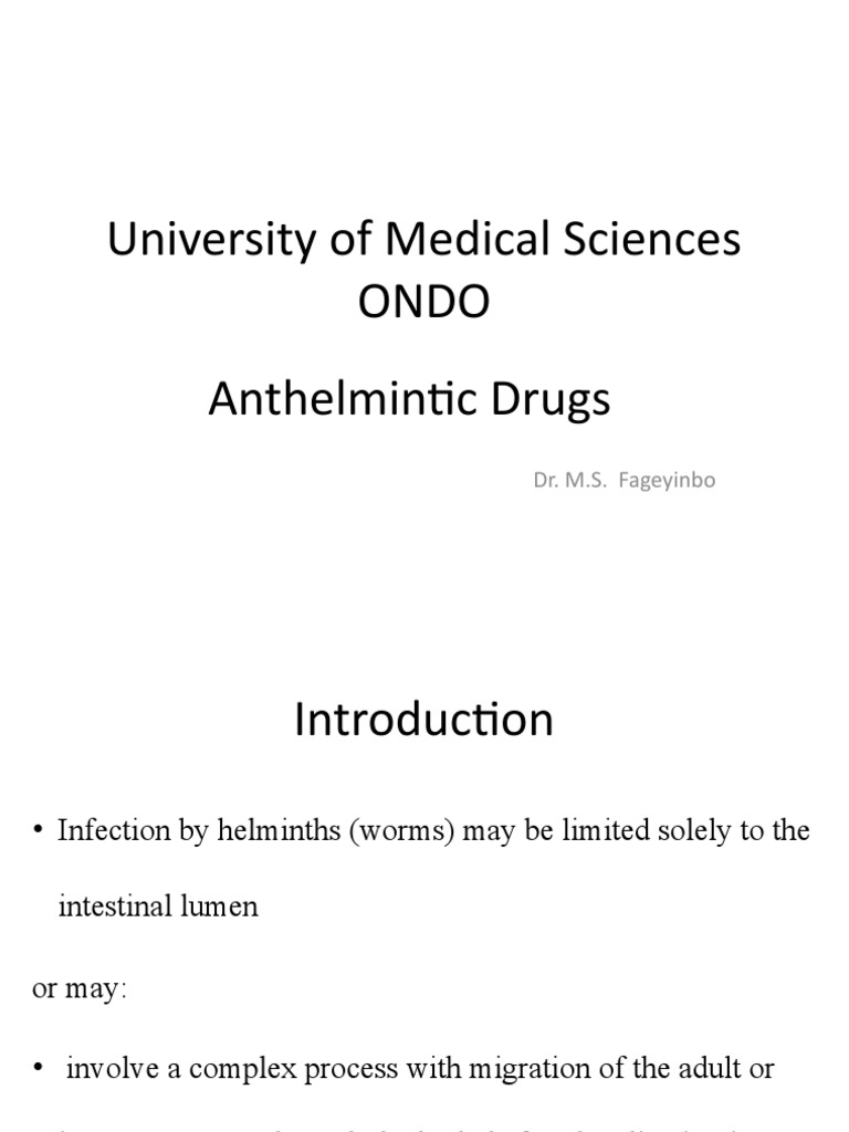 Anthelmintic Drug | PDF | Enzyme Inhibitor | Parasitology