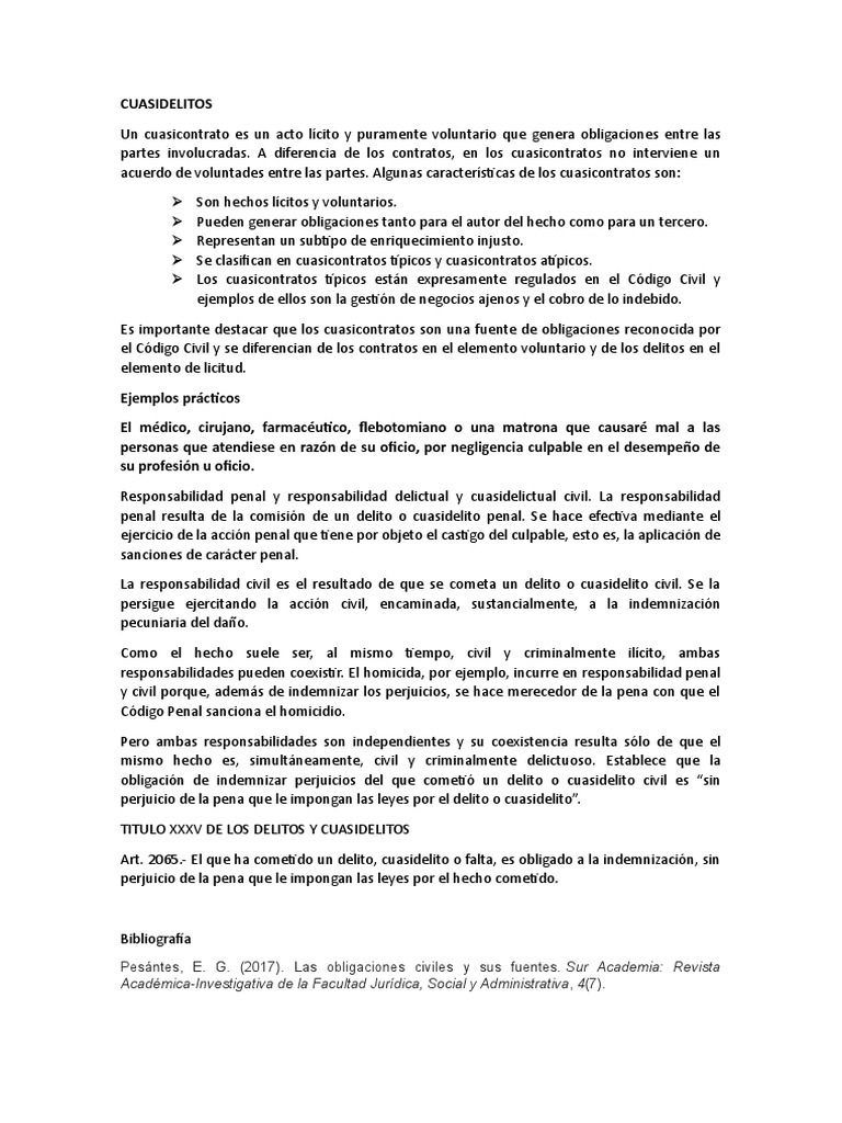 Cuasidelitos Como Fuente de Las Obligaciones | PDF | Justicia | Crimen ...