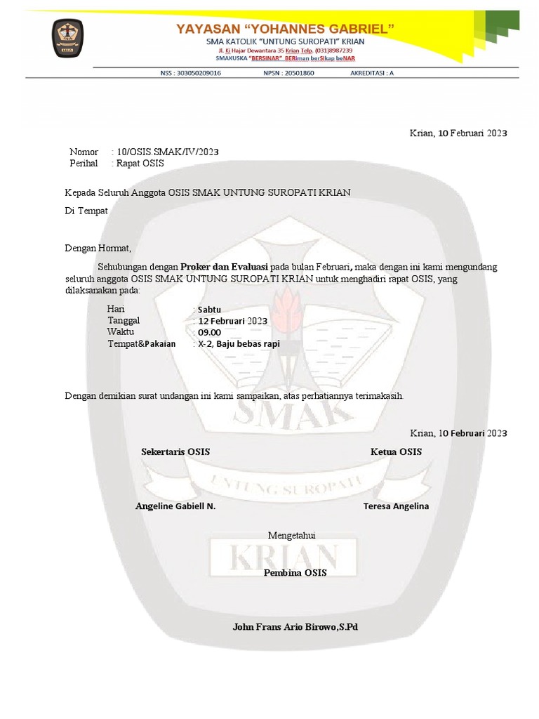 Undangan Rapat OSIS-2 | PDF
