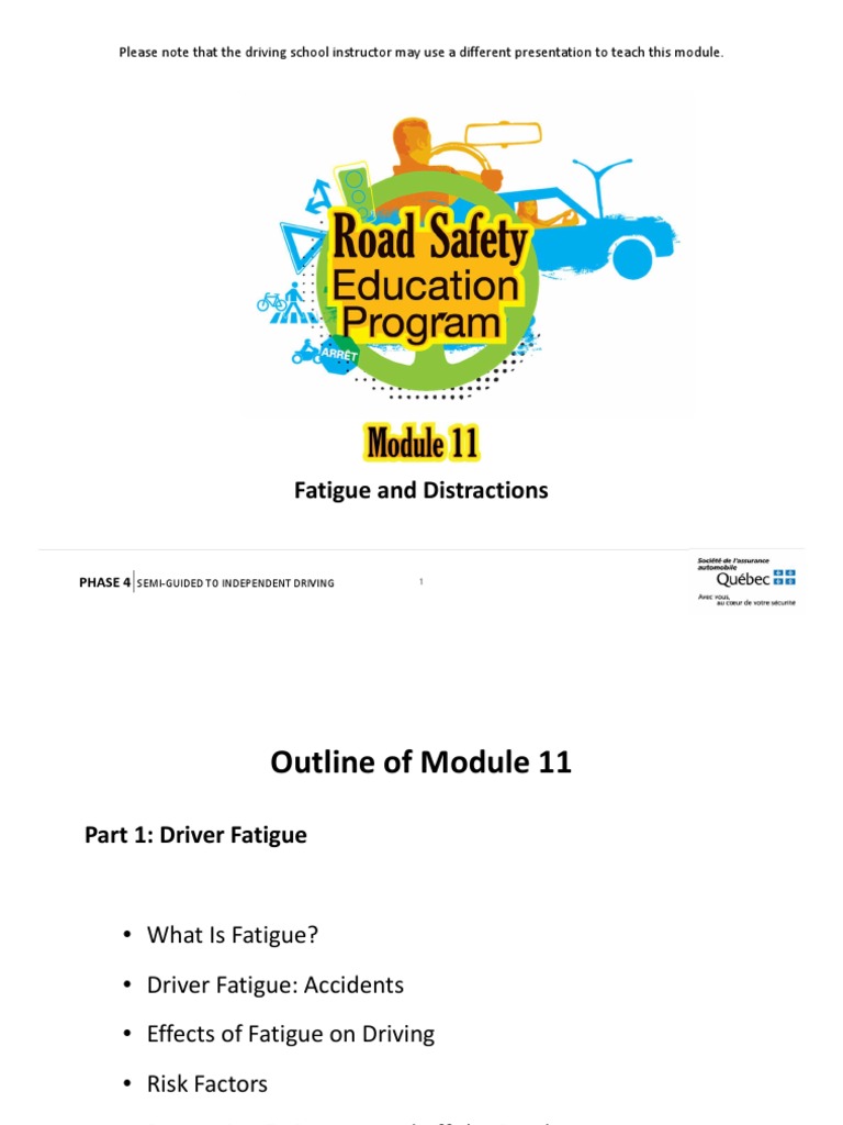 Module 11 Fatigue Distractions en | PDF | Sleep | Traffic Collision