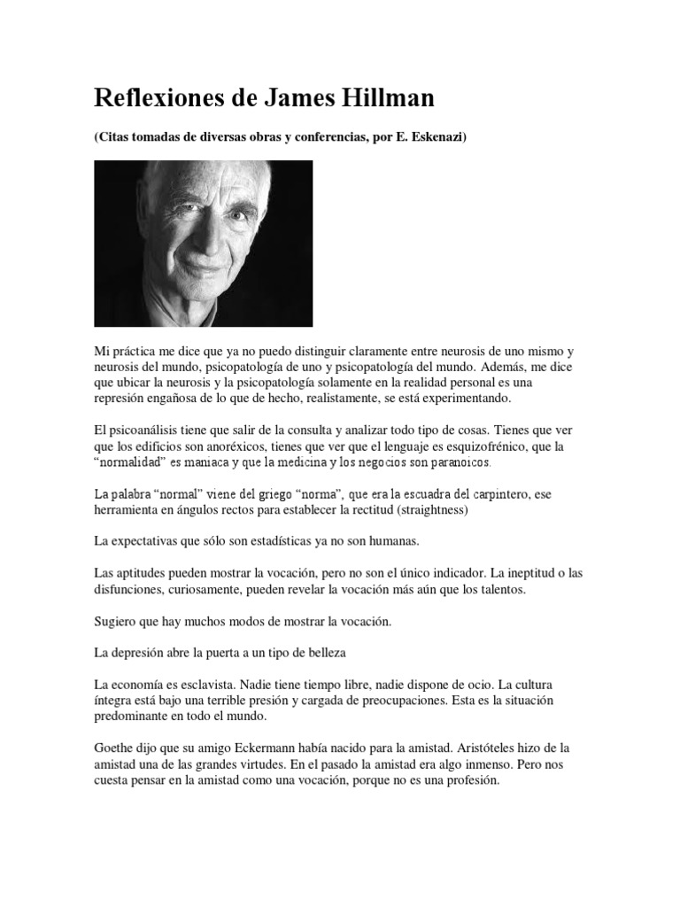 Reflexiones de James Hillman | PDF | Psique (psicología) | Amor