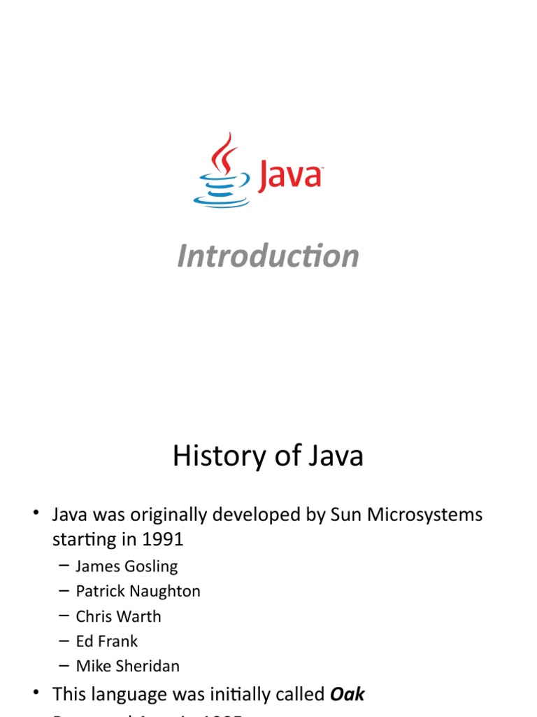 Java-Introduction Lecture Part 1 | PDF | Computers Java-Introduction Lecture Part 1 | PDF | Computers