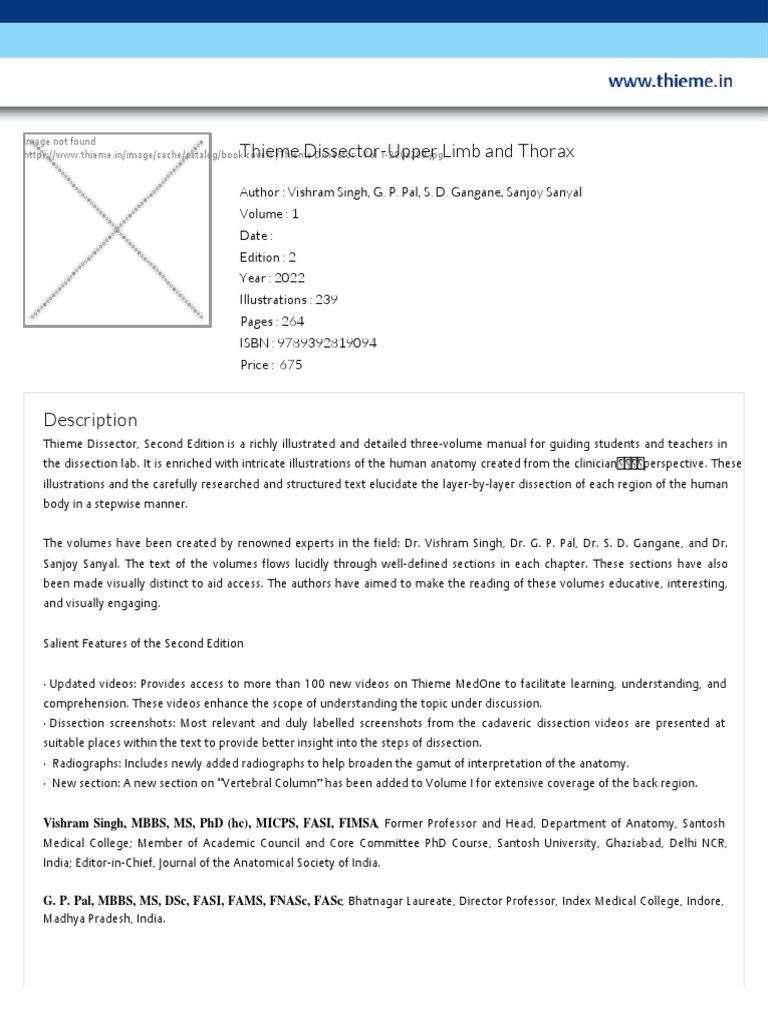 Thieme Dissector Vol 1: Upper Limb & Thorax | PDF | Anatomy | Science