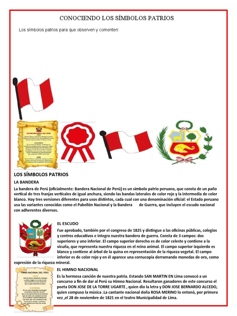 Conociendo Los Símbolos Patrios-Personal Social | PDF | Símbolos ...