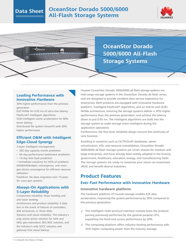 Huawei OceanStor Dorado 5000 and 6000 All-Flash Storage Systems Data ...