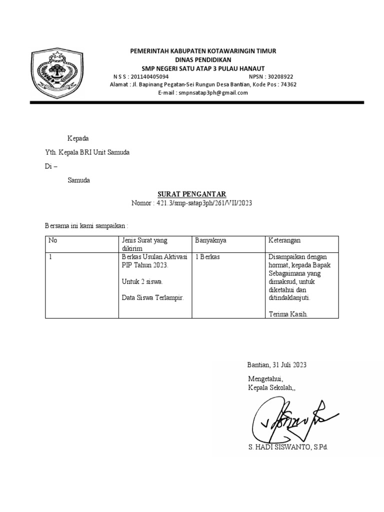 Surat Keterangan Libur LKP | PDF