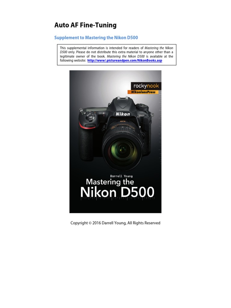 Auto AF Fine Tuning | PDF Auto AF Fine Tuning | PDF