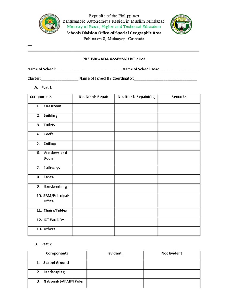 Pre BE Assessment Tool | PDF