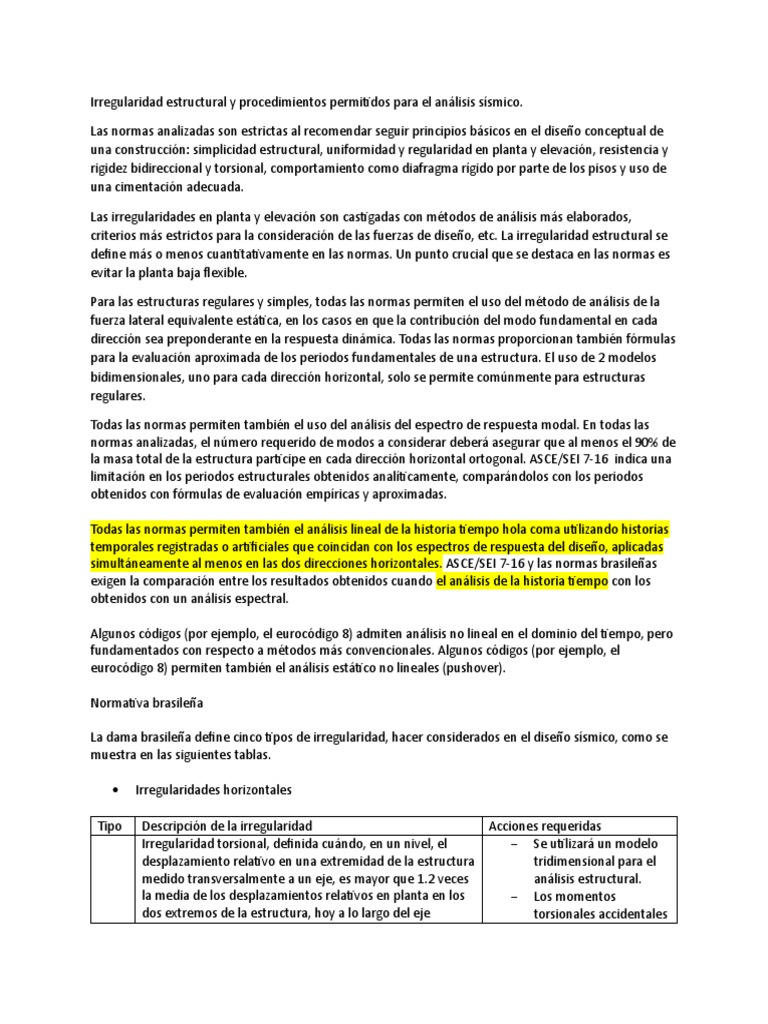 Irregularidad Estructural y Procedimientos Permitidos para El Análisis Sísmico | PDF | Rigidez ...