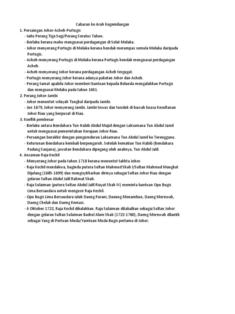 Cabaran Kesultanan Johor Riau | PDF