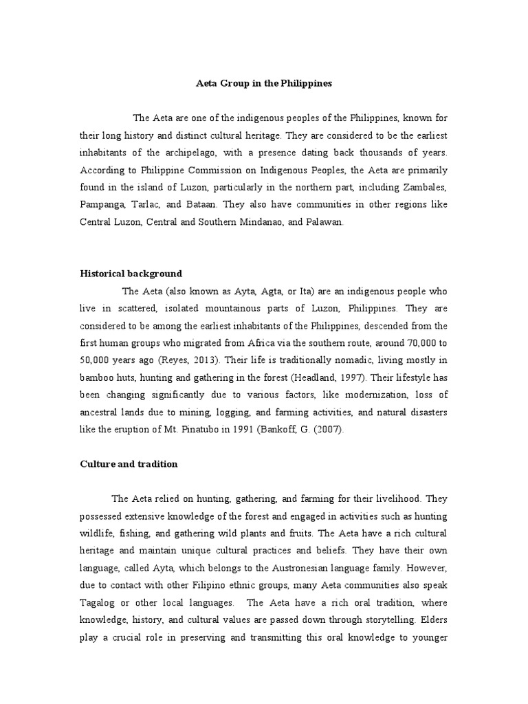 Aeta Group in The Philippines | PDF | Ethnicity | Ethnic Groups