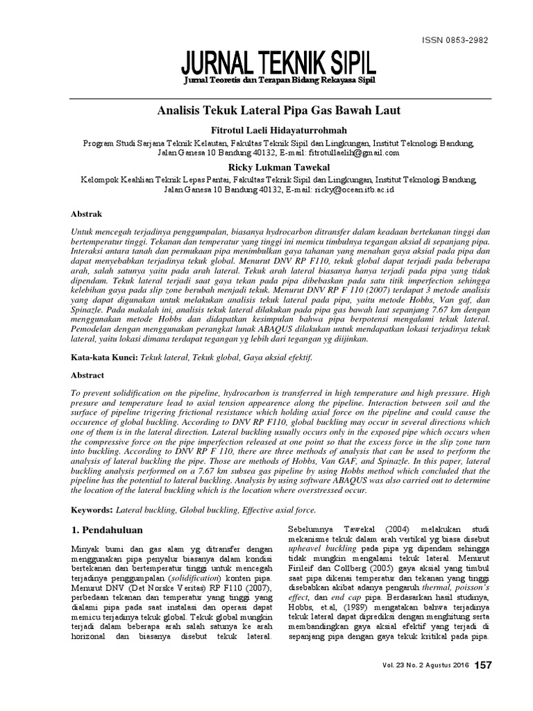 Analisis Tekuk Lateral Pipa Gas Bawah Laut | PDF