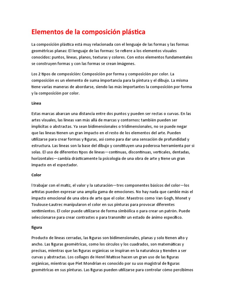 Elementos de La Composición Plástica | PDF | Composición (artes ...