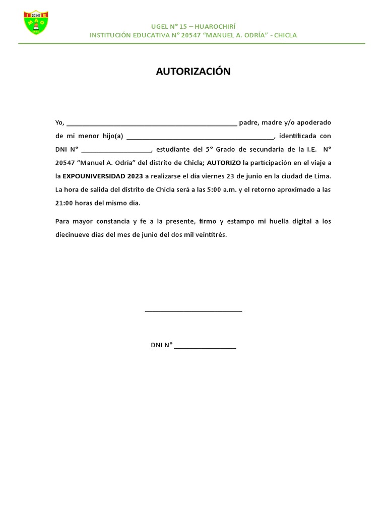 AUTORIZACIÓN | PDF