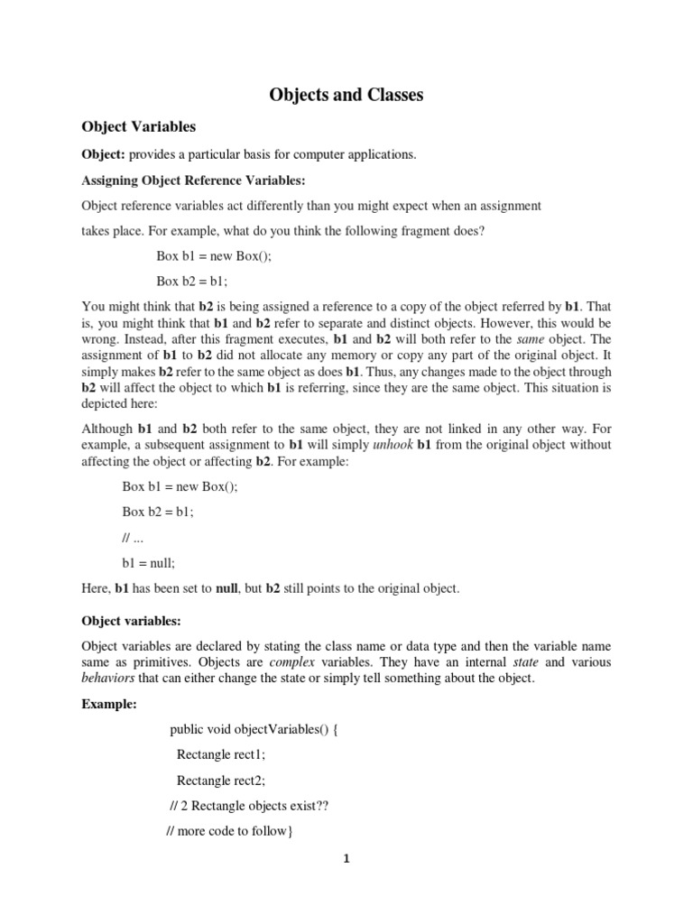 Understanding Java Objects and Classes | PDF | Method (Computer Programming) | Class (Computer ...
