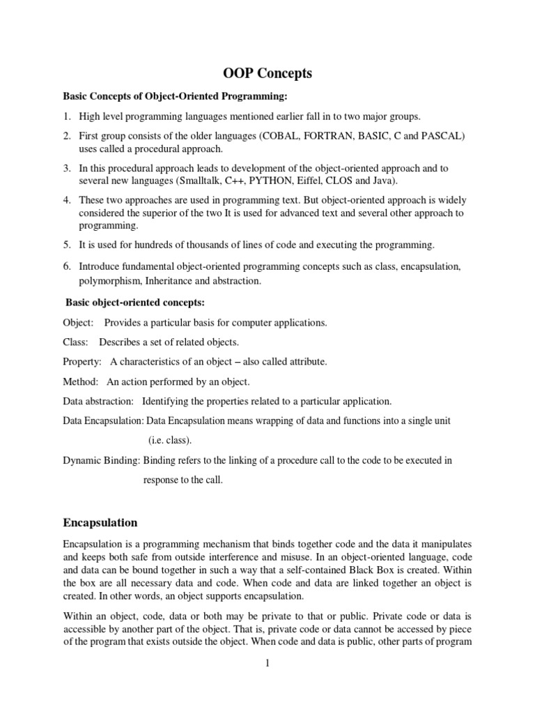 4 OOP Concepts | PDF | Inheritance (Object Oriented Programming) | Class (Computer Programming)