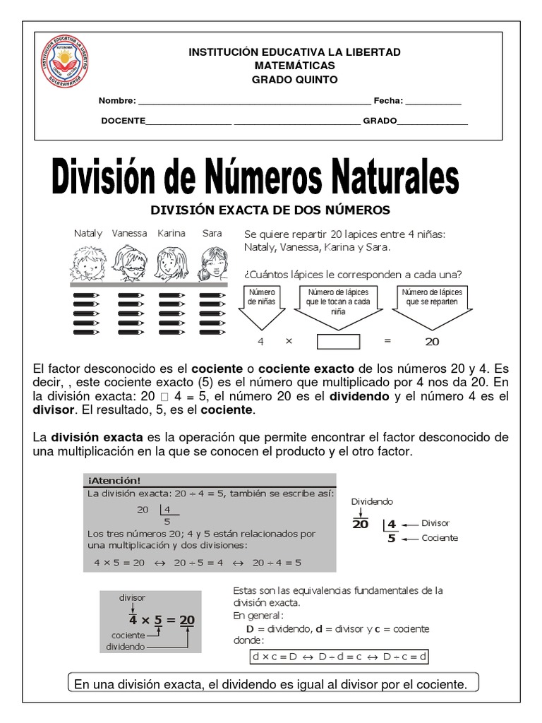 GUÍA DIVISIÓN QUINTO 1 Ok | PDF