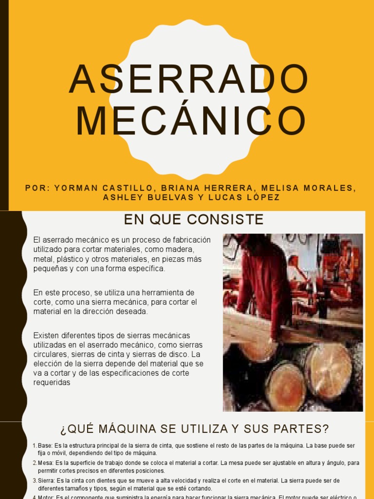 Aserrado Mecánico: Proceso y Tipos | PDF | Bienes manufacturados ...