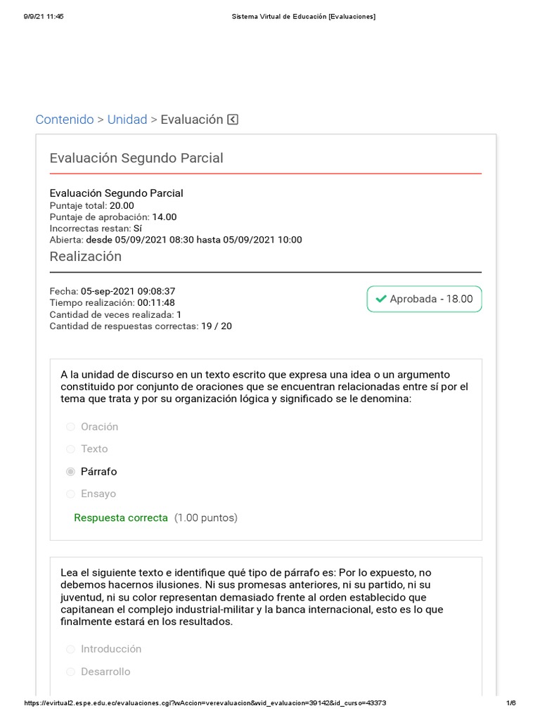 Sistema Virtual de Educación (Evaluaciones) Coe 2 | PDF | Ensayos