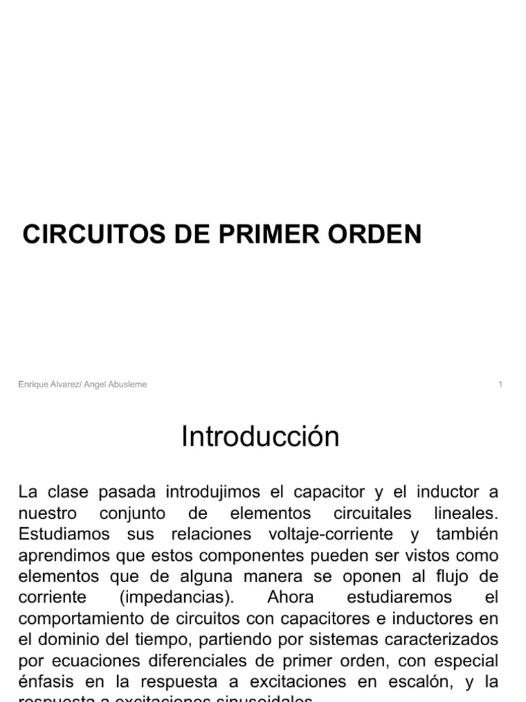 Circuitos de 1er Orden | PDF | Ecuaciones | Red eléctrica