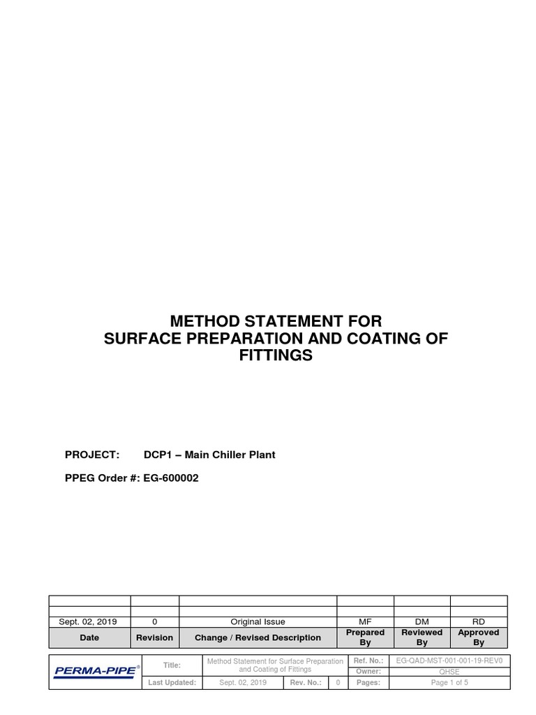 Method Statement For Surface Preparation and Coating For Pipes Fittings ...