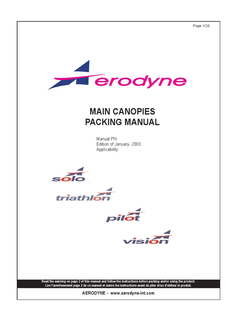 Aerodyne Maincanopies Manual A4 | PDF | Parachute | Manufactured Goods