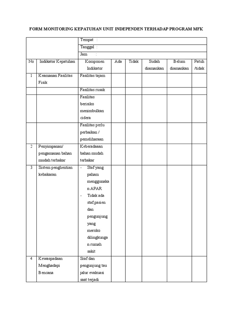 Form Monitoring MFK | PDF