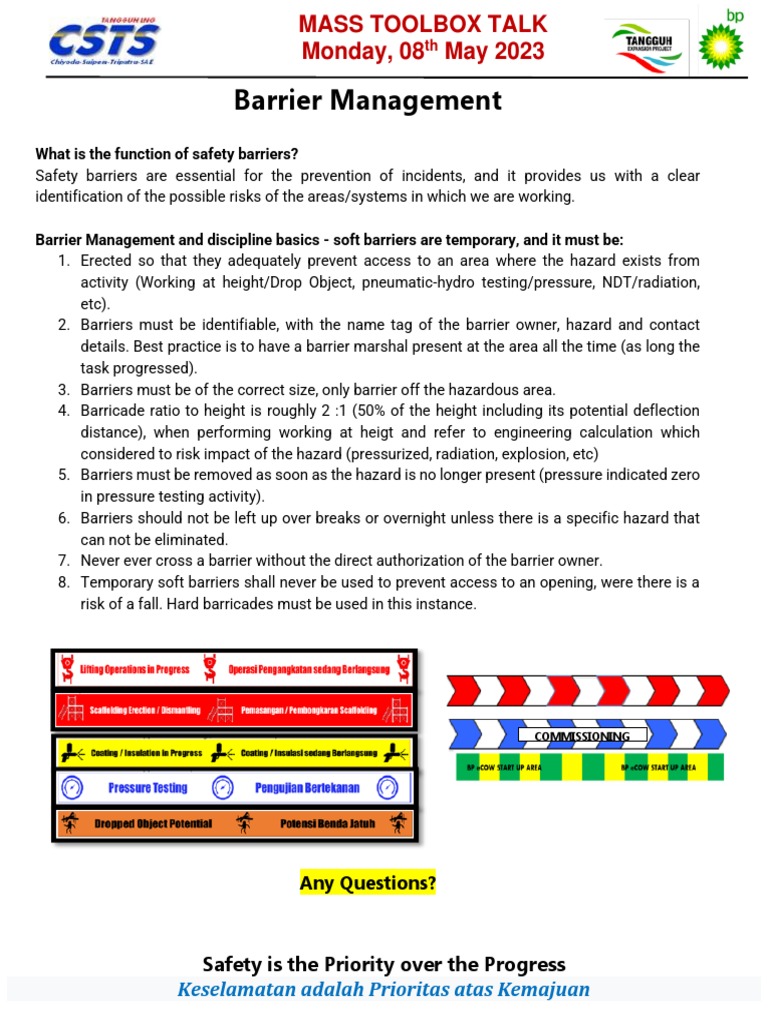 Barrier Management in Safety Talks | PDF | Occupational Safety And ...