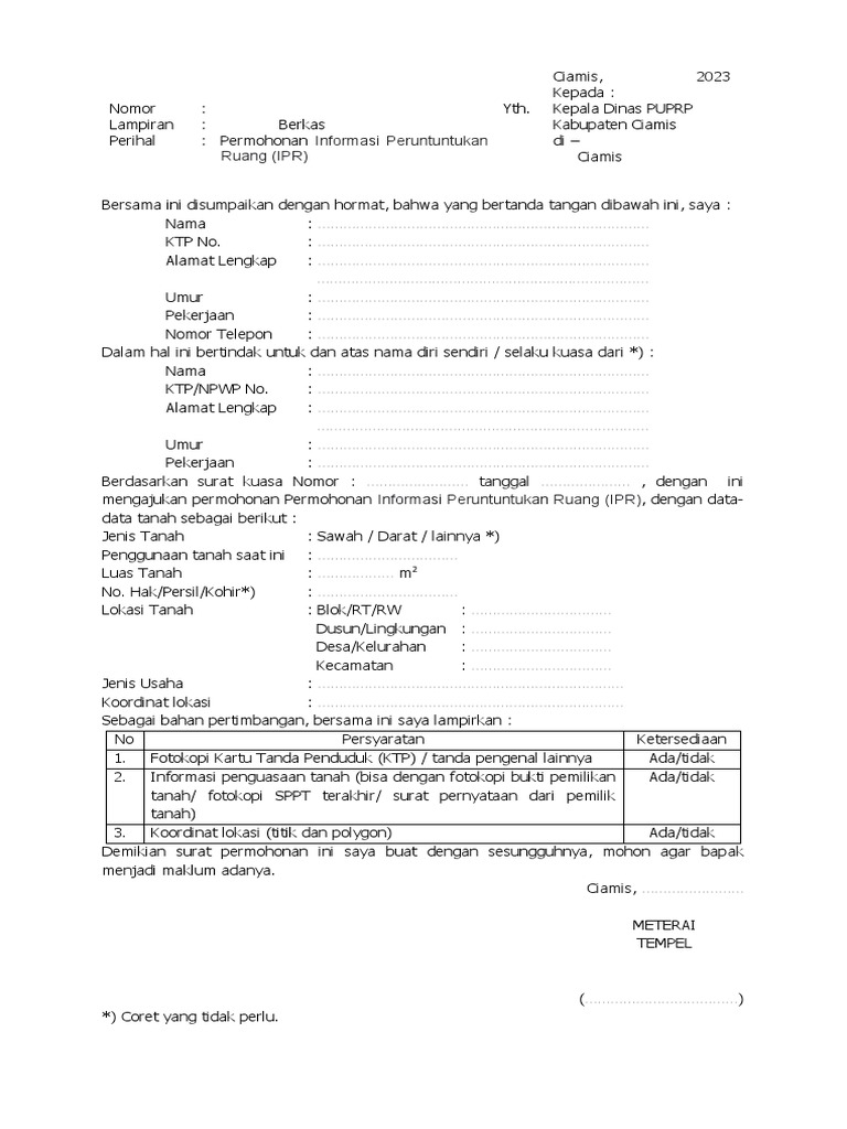 Format Pengajuan IPR | PDF
